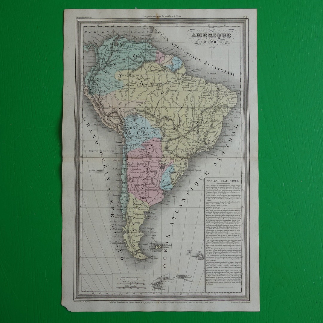 Old Map of South America 1838 Original Antique Print of Continent ...