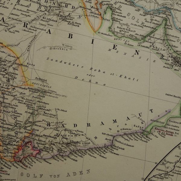 Antique Map of Saudi - Etsy