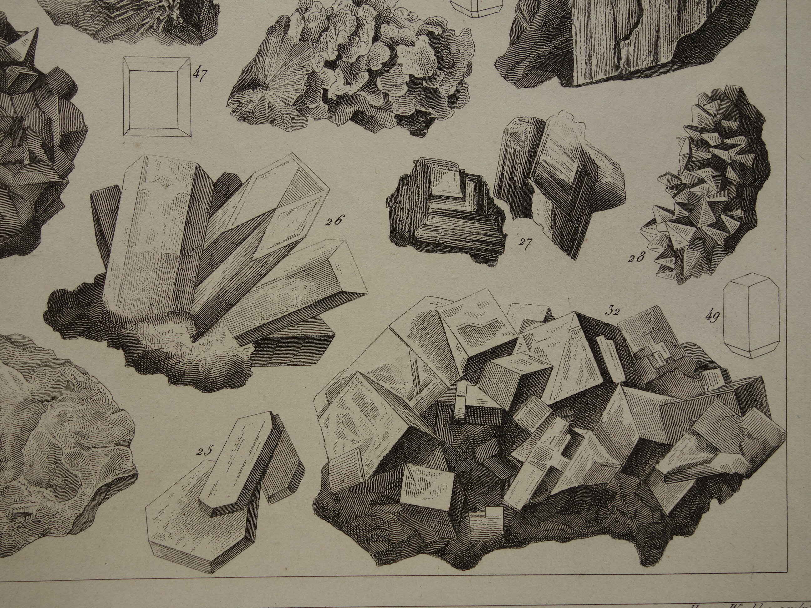 MINERALS Antique Print Lovely Original 175+ Years Old Poster Vintage B ...