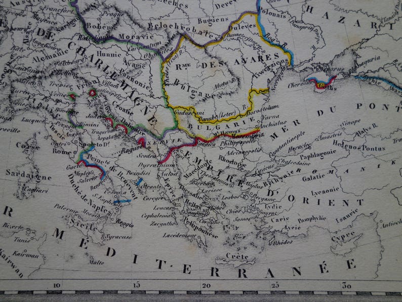 EUROPE Old History Map 1840 Original Antique Hand-colored - Etsy