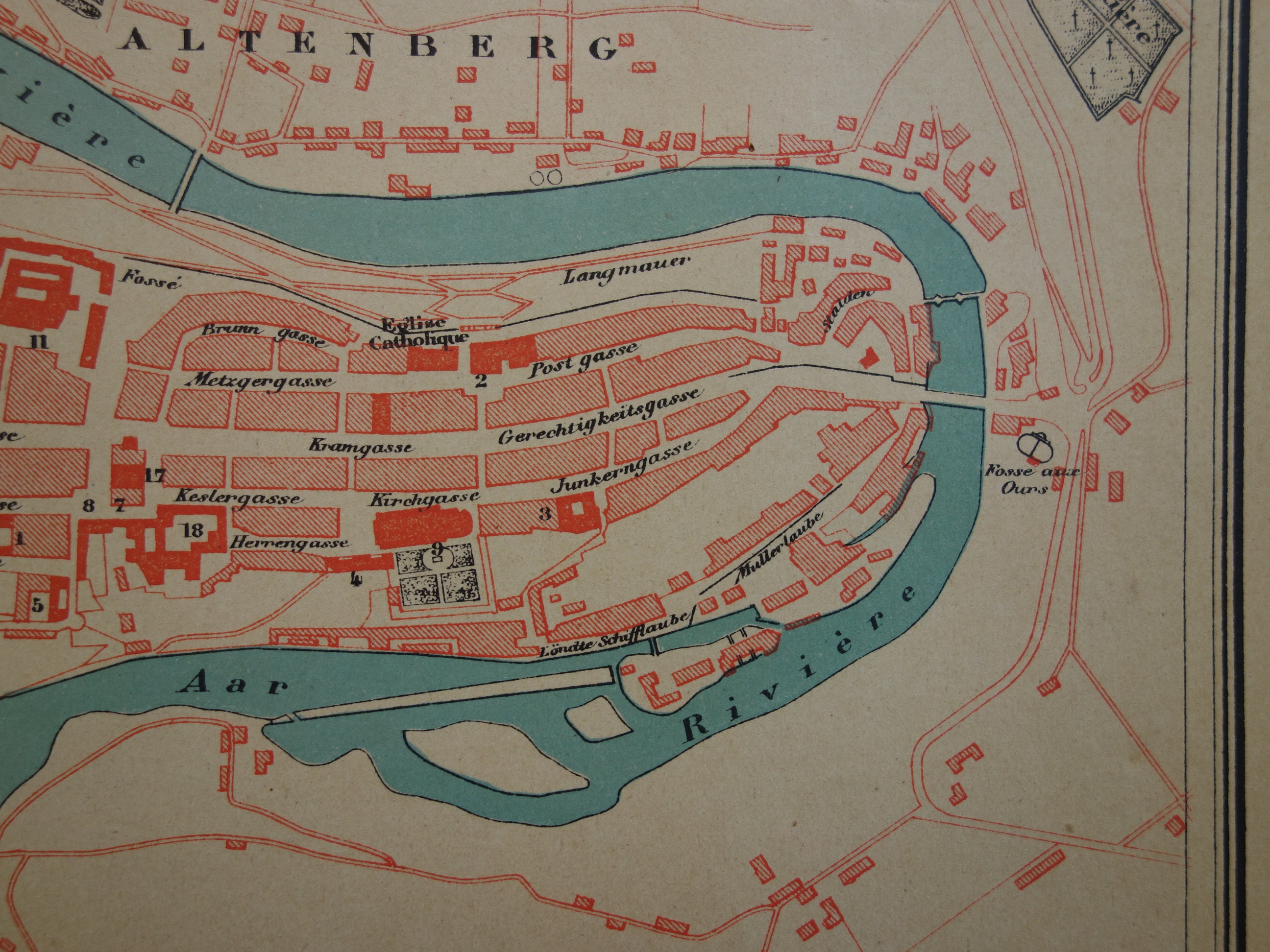 BERN Old Map of Bern Switzerland Original 1896 Antique French | Etsy