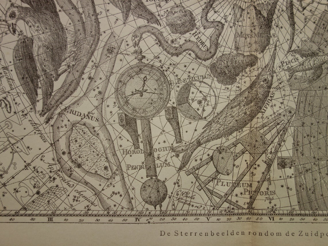 Antique ASTRONOMY print old star chart vintage astrology map | Etsy