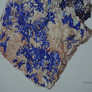 Linarite Vintage Mineral Print Set of 3 Matching Prints Minerals Stone ...
