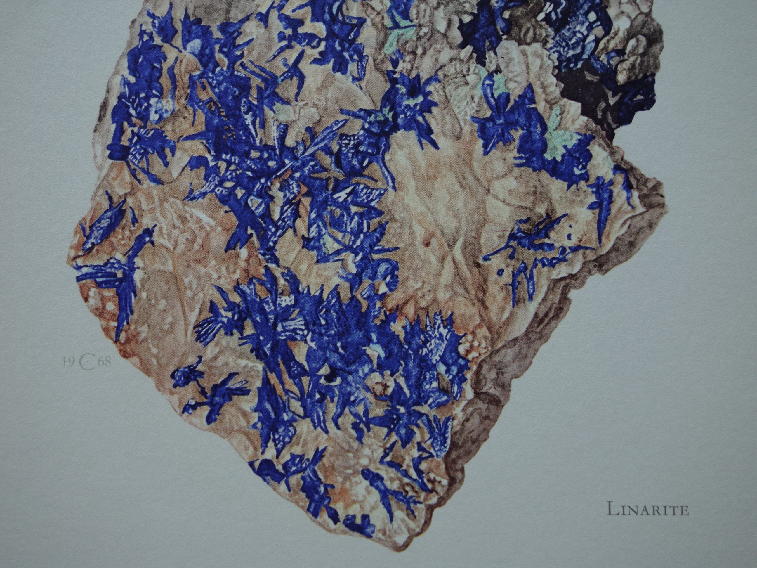 Linarite Vintage Mineral Print Set of 3 Matching Prints Minerals Stone ...