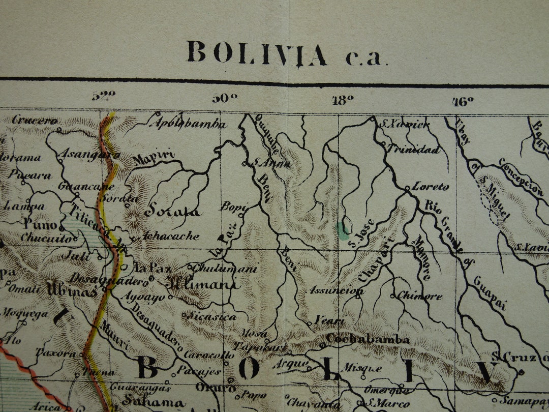 BOLIVIA Old Map of Bolivia in 1882 Original Antique Dutch - Etsy