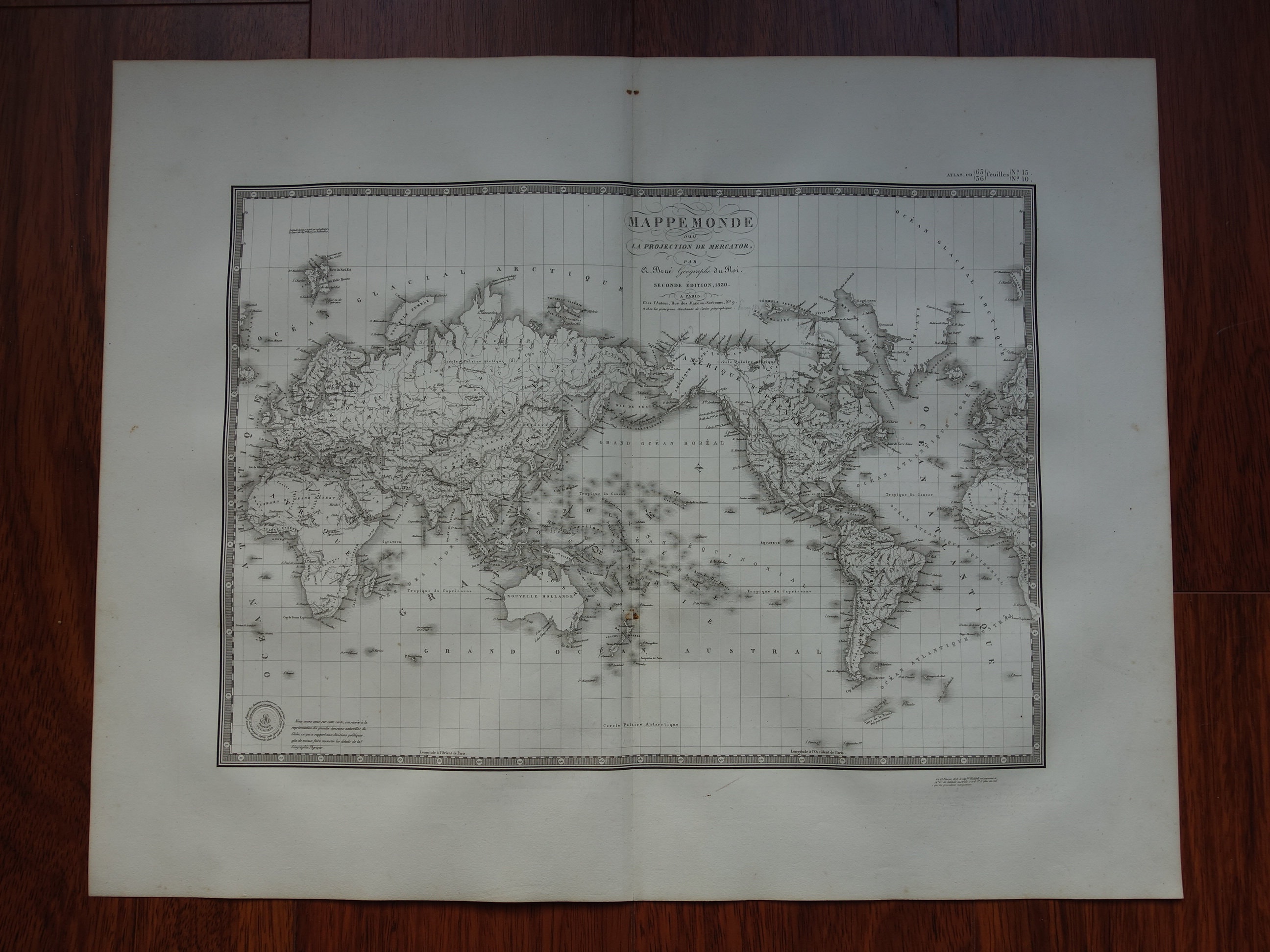 WORLD Map LARGE 1830 Original Antique Print of the World in Mercator's ...