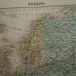 EUROPE Vintage Map of Europe Hand-colored 1883 Original Antique Poster ...
