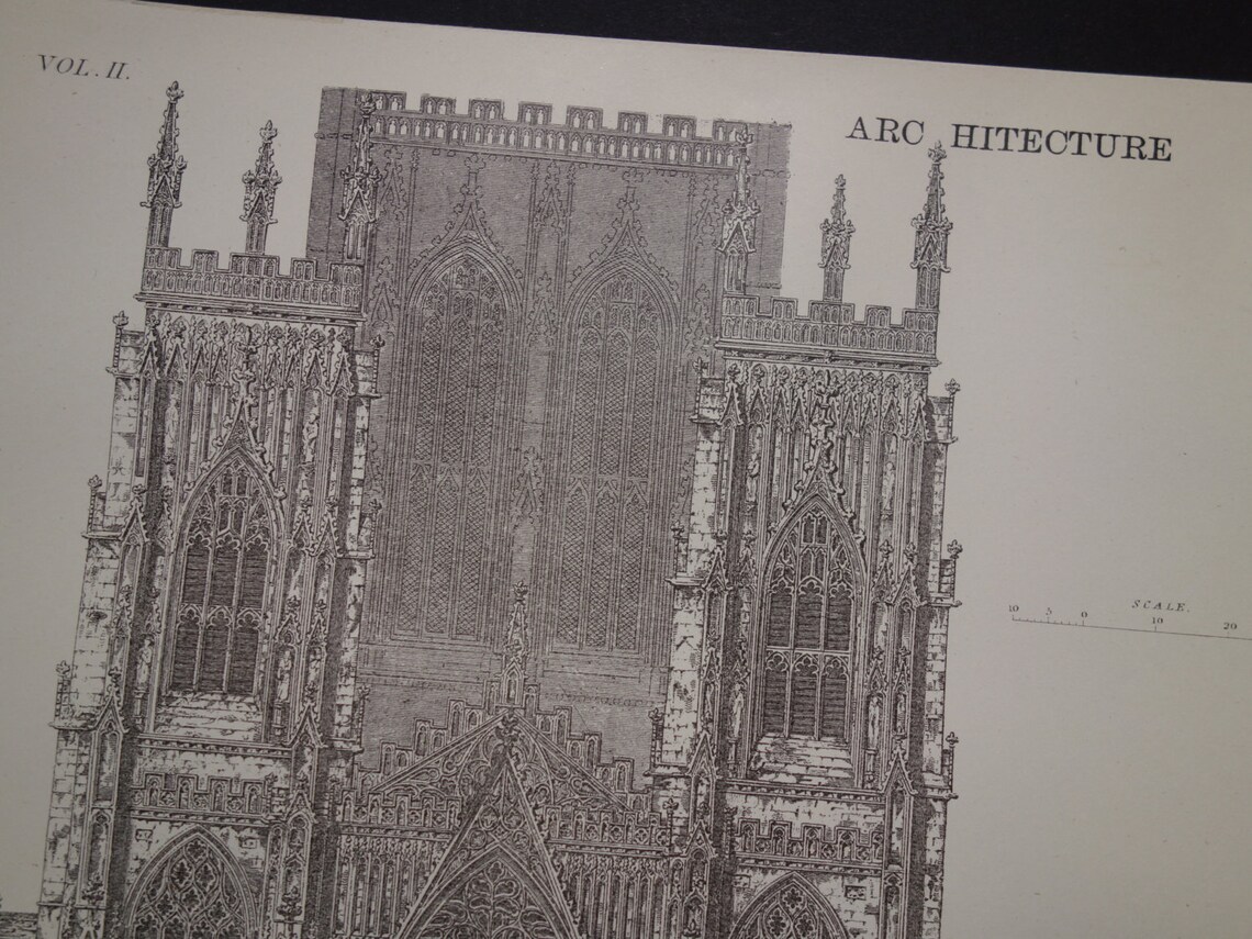 Vintage YORK CATHEDRAL PRINT Original 1875 Old Architecture ...