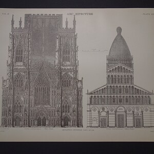 Vintage YORK CATHEDRAL PRINT Original 1875 Old Architecture ...