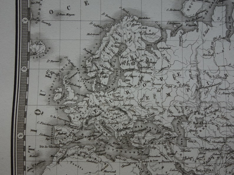 WORLD Map LARGE 1830 Original Antique Print of the World in Mercator's ...