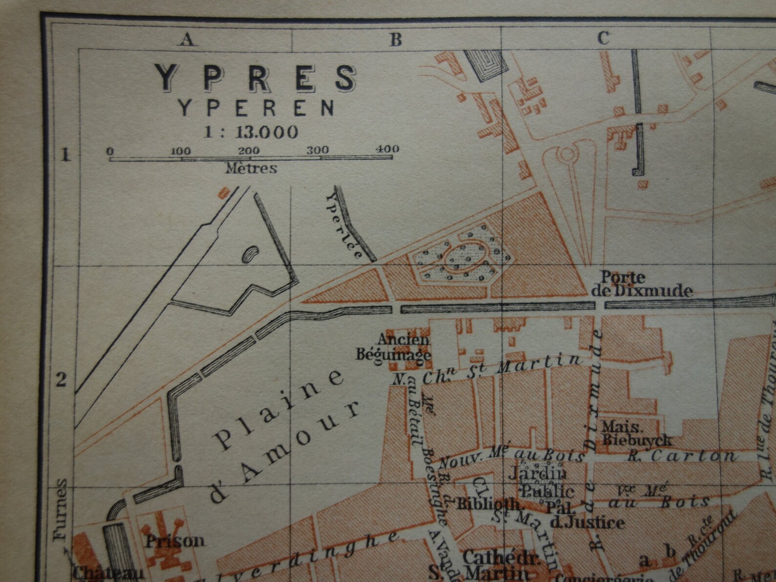 115 years old map of Ypres Belgium 1904 original antique city | Etsy