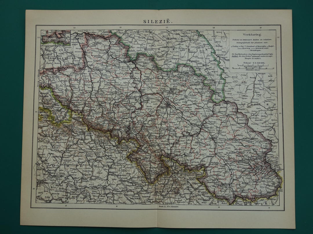 SILESIA Old Map Original 1911 Antique Map About Schlesien Ślůnsk Šleska ...