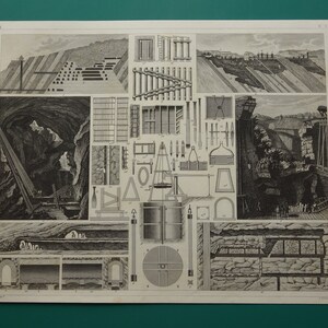 Mining Mine Shaft Pictures of Tunnels 1851 Old Print About Tunneling ...
