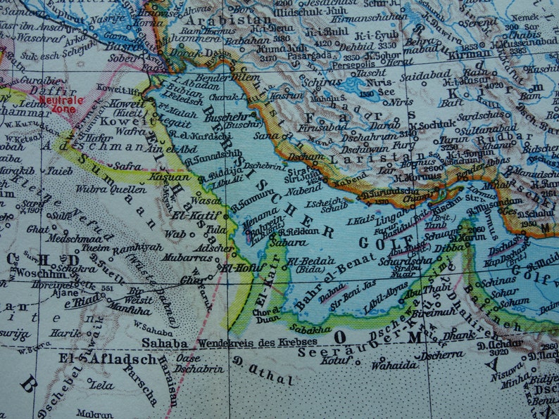 Old Map of Saudi Arabia 1928 Original Vintage Print About Oman | Etsy