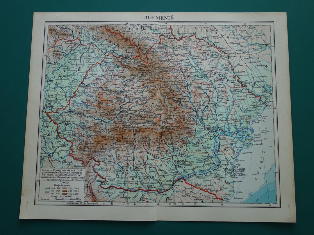 Vintage Map of Romania 1937 Old Print About Rumania Original Detailed ...