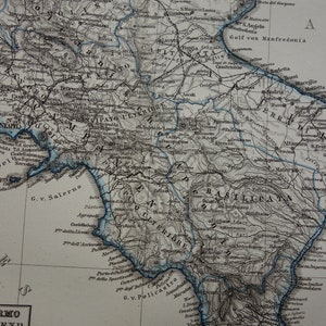 ITALY Old Map of Italy 1877 Original Antique Print About Sicily ...