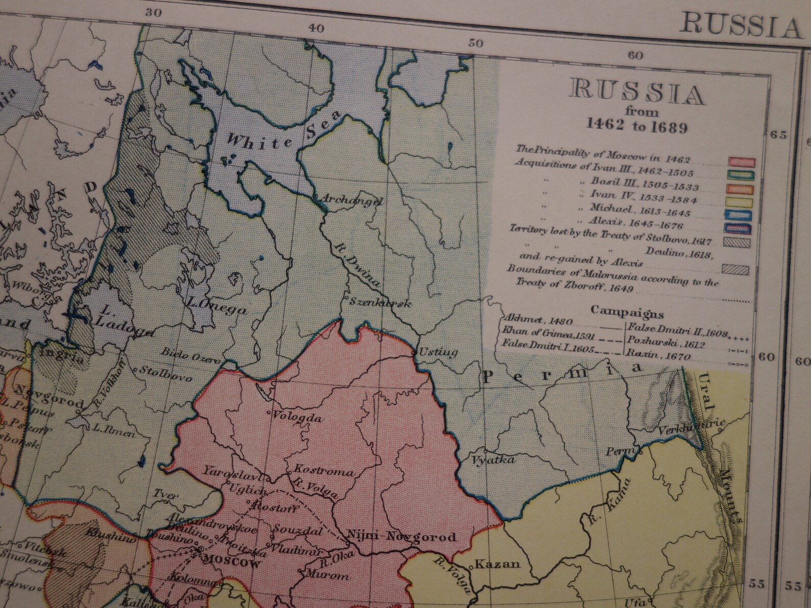 RUSSIA Old Map of Historic Borders Original Antique Print - Etsy UK
