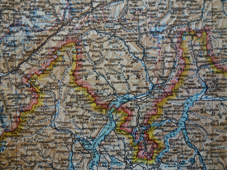 SWITZERLAND Old Map of Switzerland 1926 Old Print/poster About | Etsy