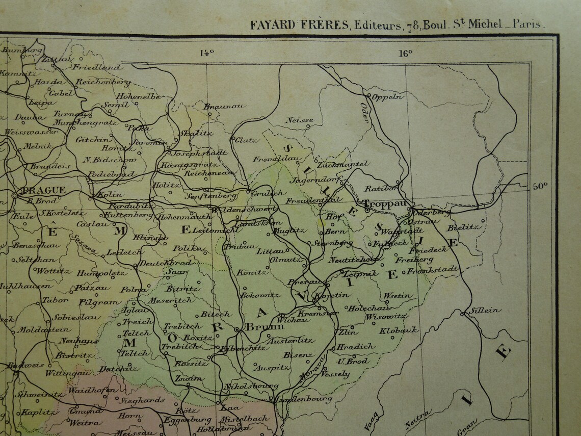 Austria Czechia old map of Cisleithania 1896 original old | Etsy
