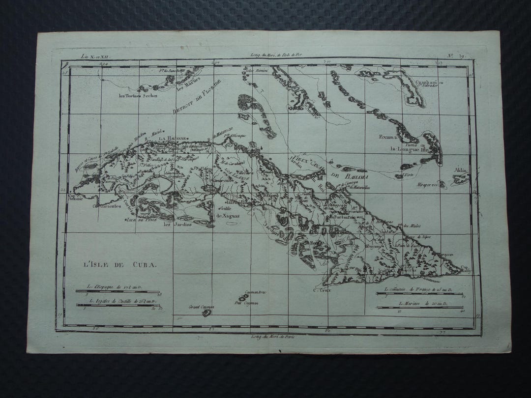 1784 Old Map of Cuba Original 200+ Years Old Antique Print of Cuba ...