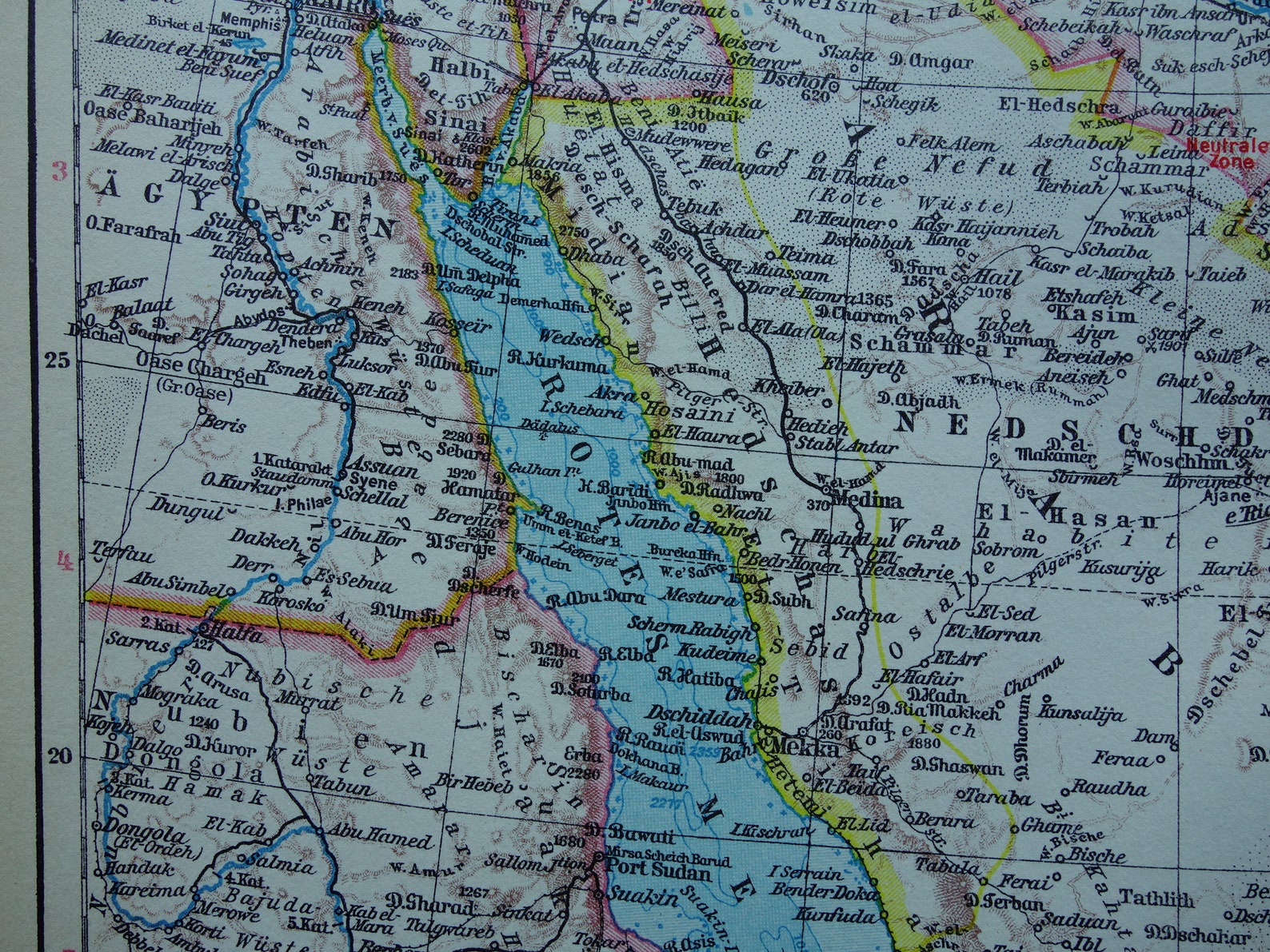 Old Map of Saudi Arabia 1928 Original Vintage Print About Oman | Etsy