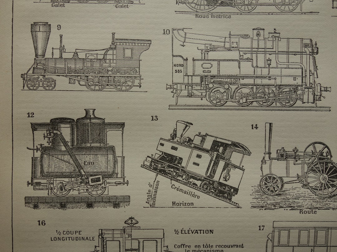 Antique French Railway Print 1902 Pictures of Trains Train Technology ...