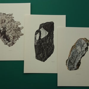 Vintage Mineral Print Set 3 Matching Prints of Minerals Stone Rocks ...