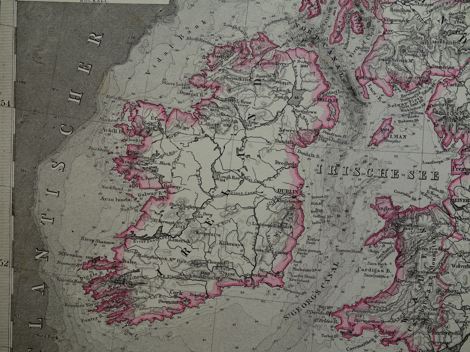 ENGLAND Old Map of Great-britain 1884 Large Original Antique | Etsy