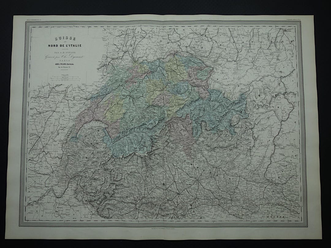 Old Map of SWITZERLAND Large Antique Maps - Etsy