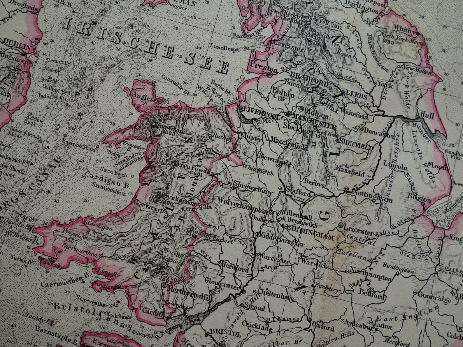 ENGLAND Old Map of Great-britain 1884 Large Original Antique | Etsy