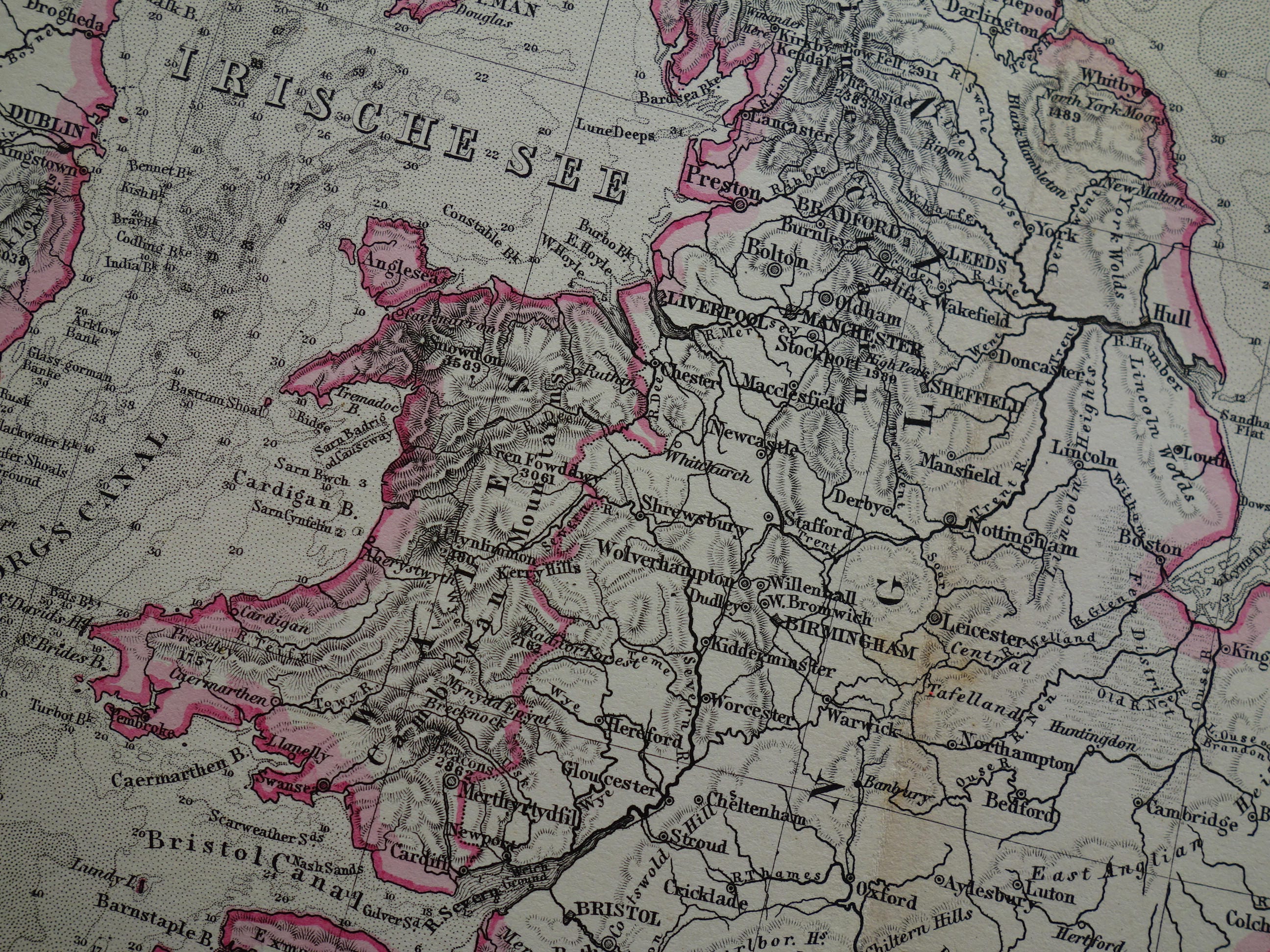 ENGLAND Old Map of Great-britain 1884 Large Original Antique Hand ...