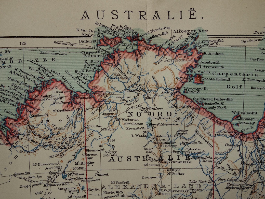 AUSTRALIA Old Map of Australia 1915 Antique Dutch Print About Van ...