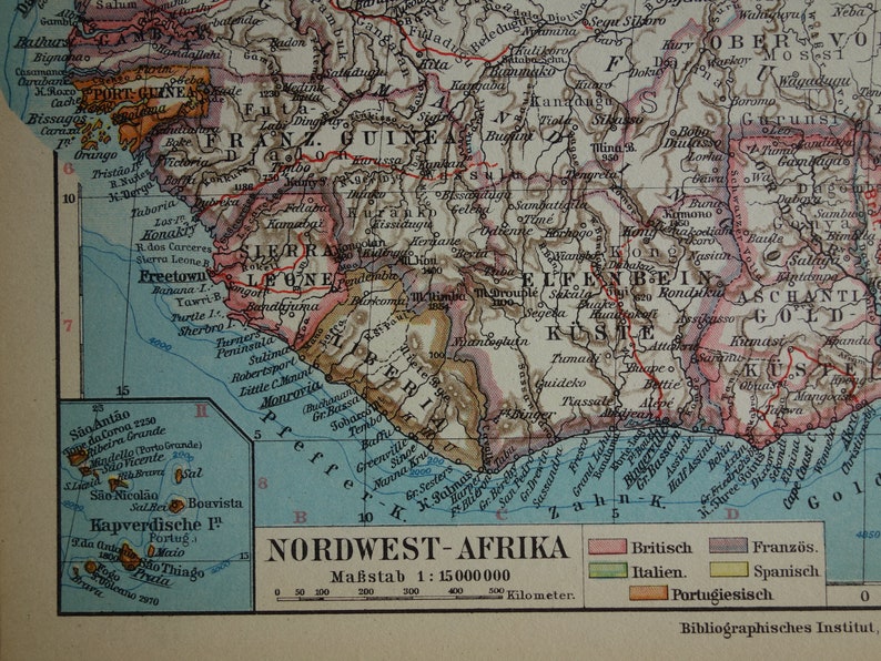 Old Map of West Africa Original 1928 Vintage Print/poster - Etsy