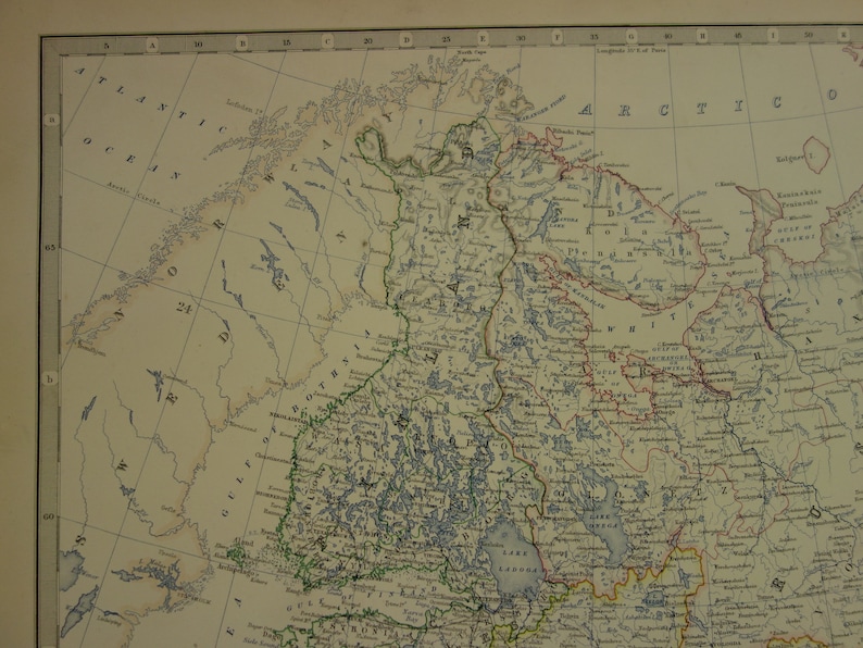 RUSSIA Large Antique Map of European R. Original 1878 Vintage | Etsy