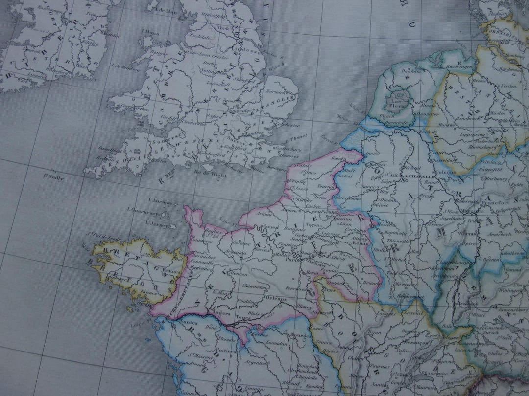 Europe Antique Map Beautiful 1886 Large Poster of Continent in 8th ...