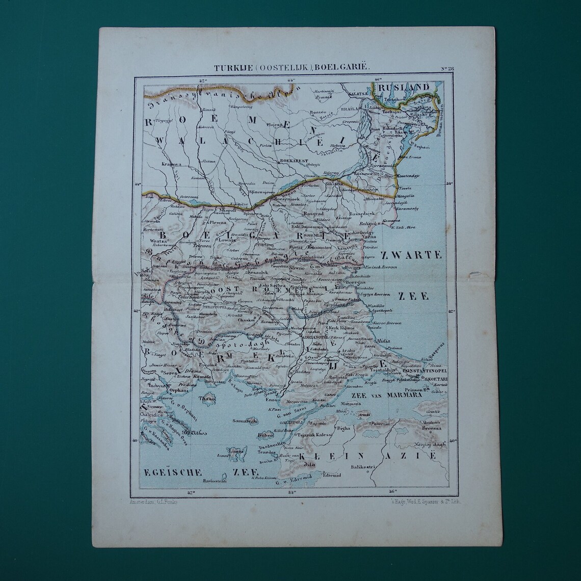 BULGARIA Old Map of Bulgaria - Antique Print About Bulgarian Area Sofia ...