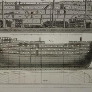 1849 SHIPS Old Print of Ship Design - Antique Maritime Poster Pictures ...
