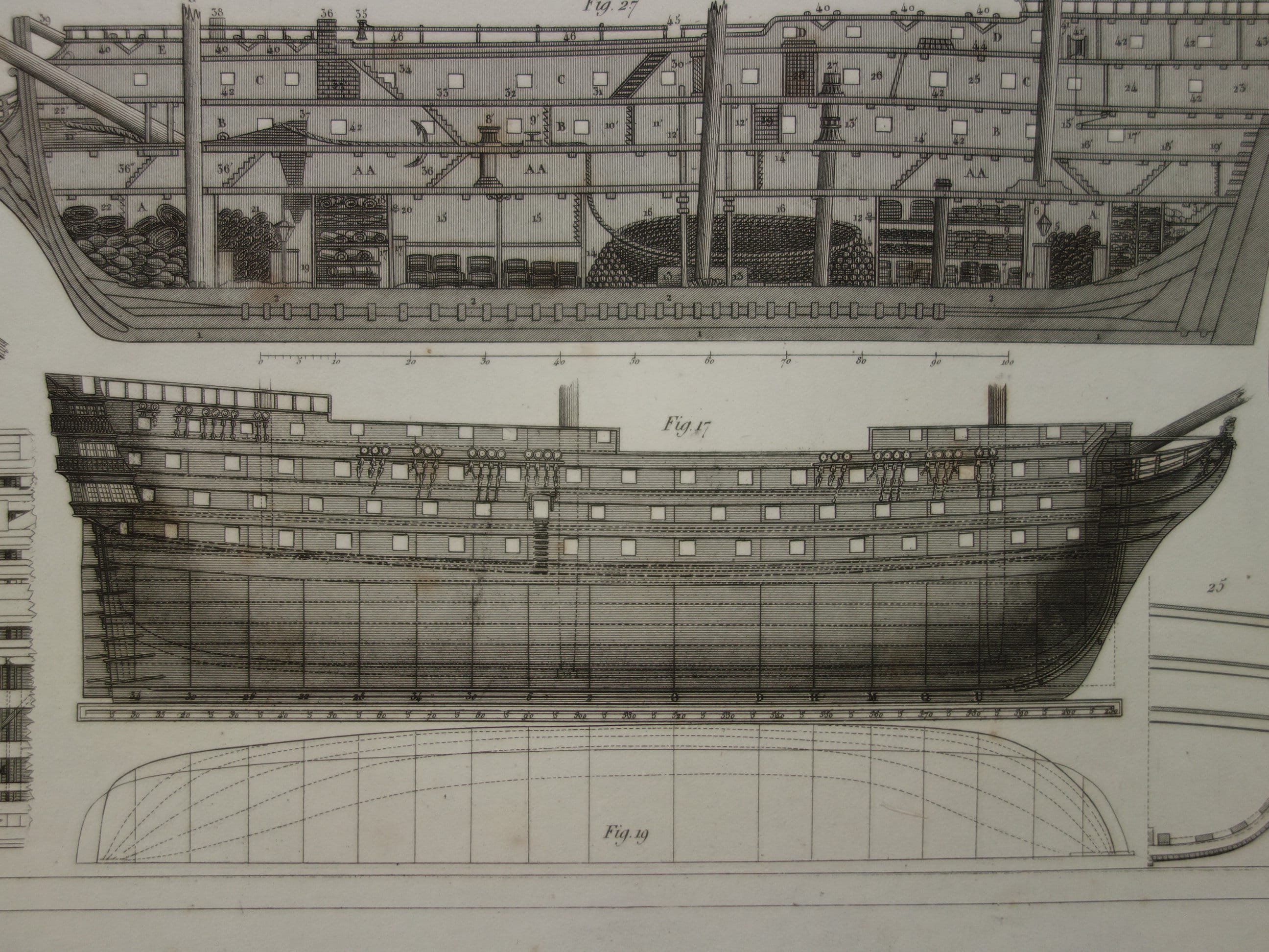 1849 SHIPS Old Print of Ship Design - Antique Maritime Poster Pictures ...