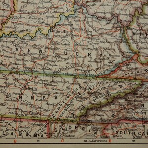 Old Map of the United States 1926 Vintage Poster Eastern USA Virginia ...