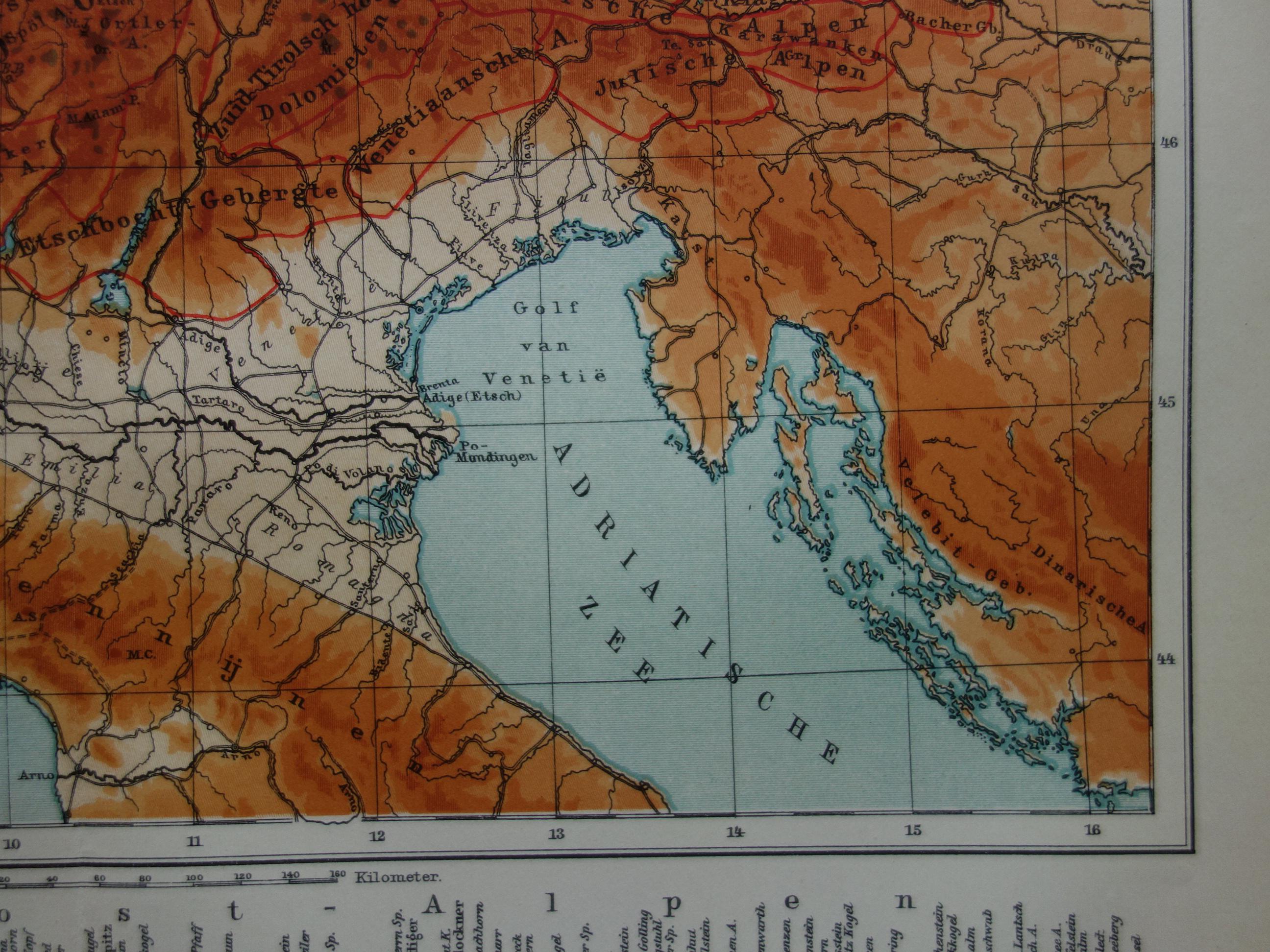 ALPS Old Map of the Alps 1914 Original Vintage Dutch Panorama Print ...
