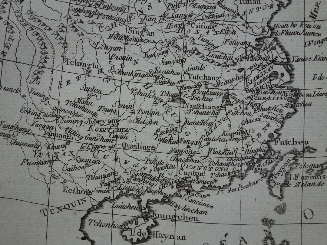 KOREA CHINA Old Map 1784 Original Antique Print of Shanghai Hongkong ...