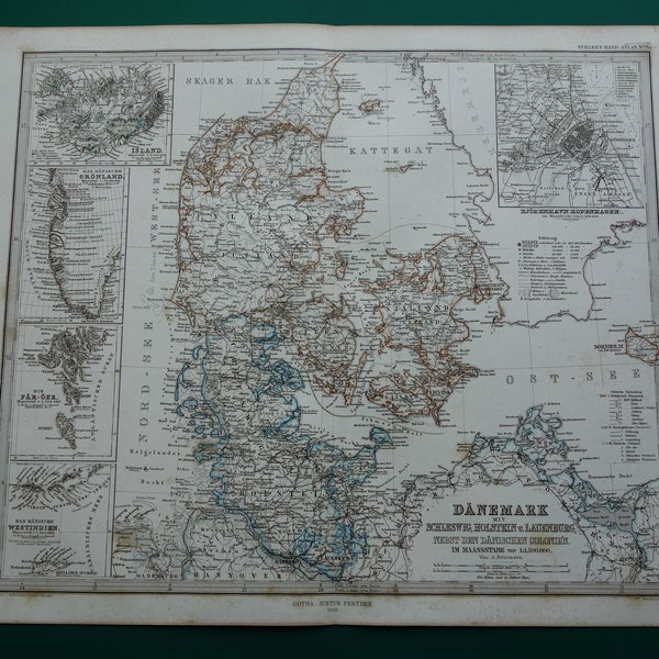 Old Map of Denmark - Etsy