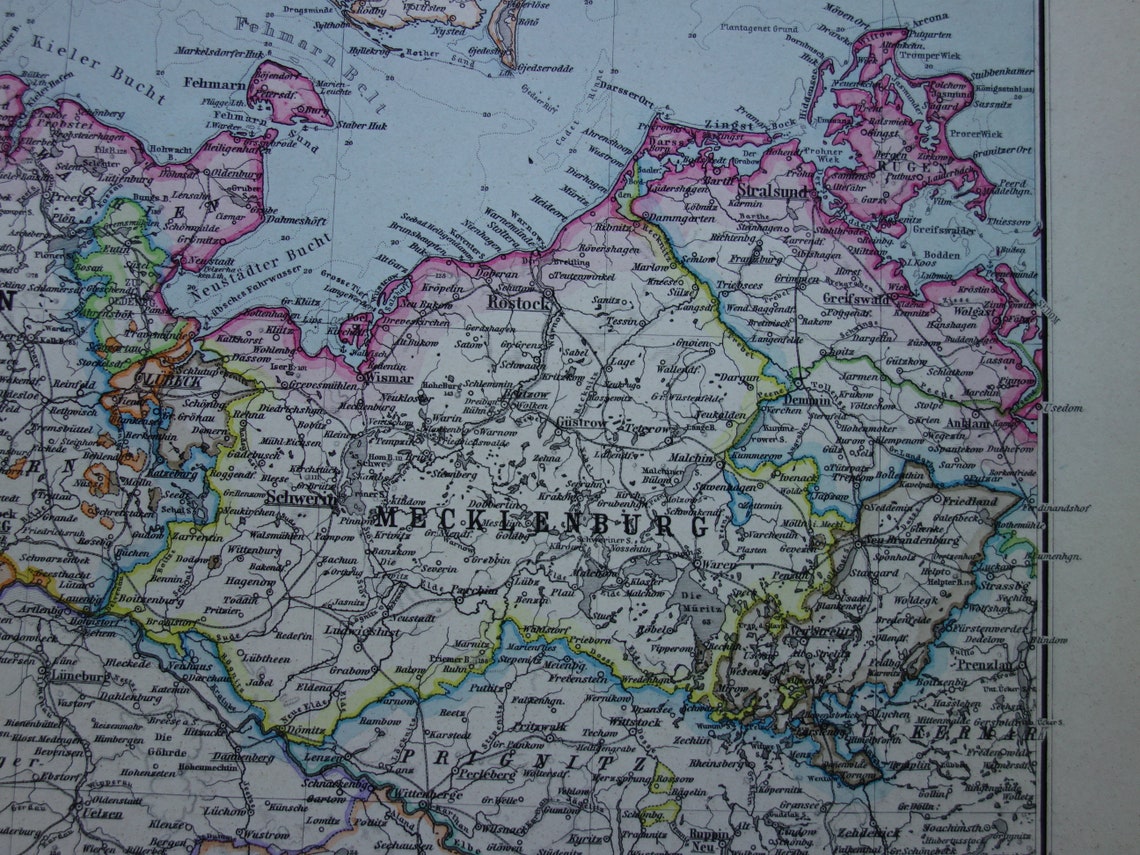 GERMANY Large Old Map Set of Four Maps 1886 Original Antique - Etsy