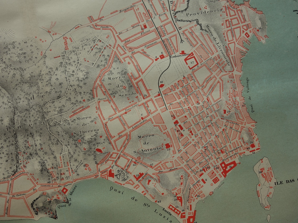 1896 Old Map of Rio De Janeiro Brazil Original Large Antique - Etsy