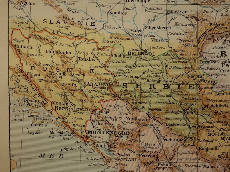 Old Map of the Balkans 1902 Original Antique French Map Greece Bulgaria ...