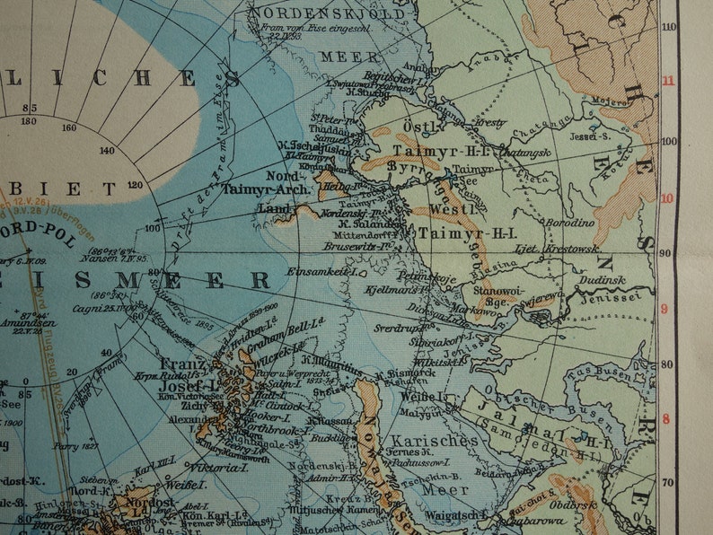 ARCTIC Old Map of Arctic Region 1928 Detailed Antique Print - Etsy