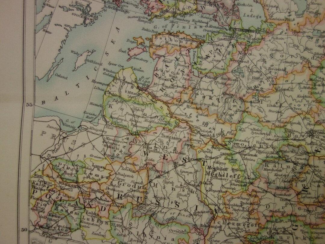 RUSSIA Old Map of European Russia 1886 Original Antique - Etsy