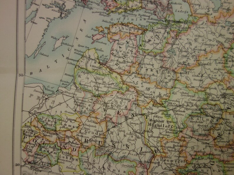 RUSSIA Old Map of European Russia 1886 Original Antique | Etsy