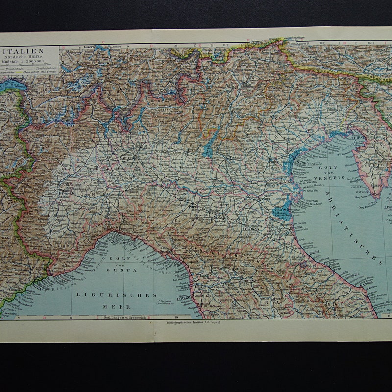 Map of Northern Italy - Etsy