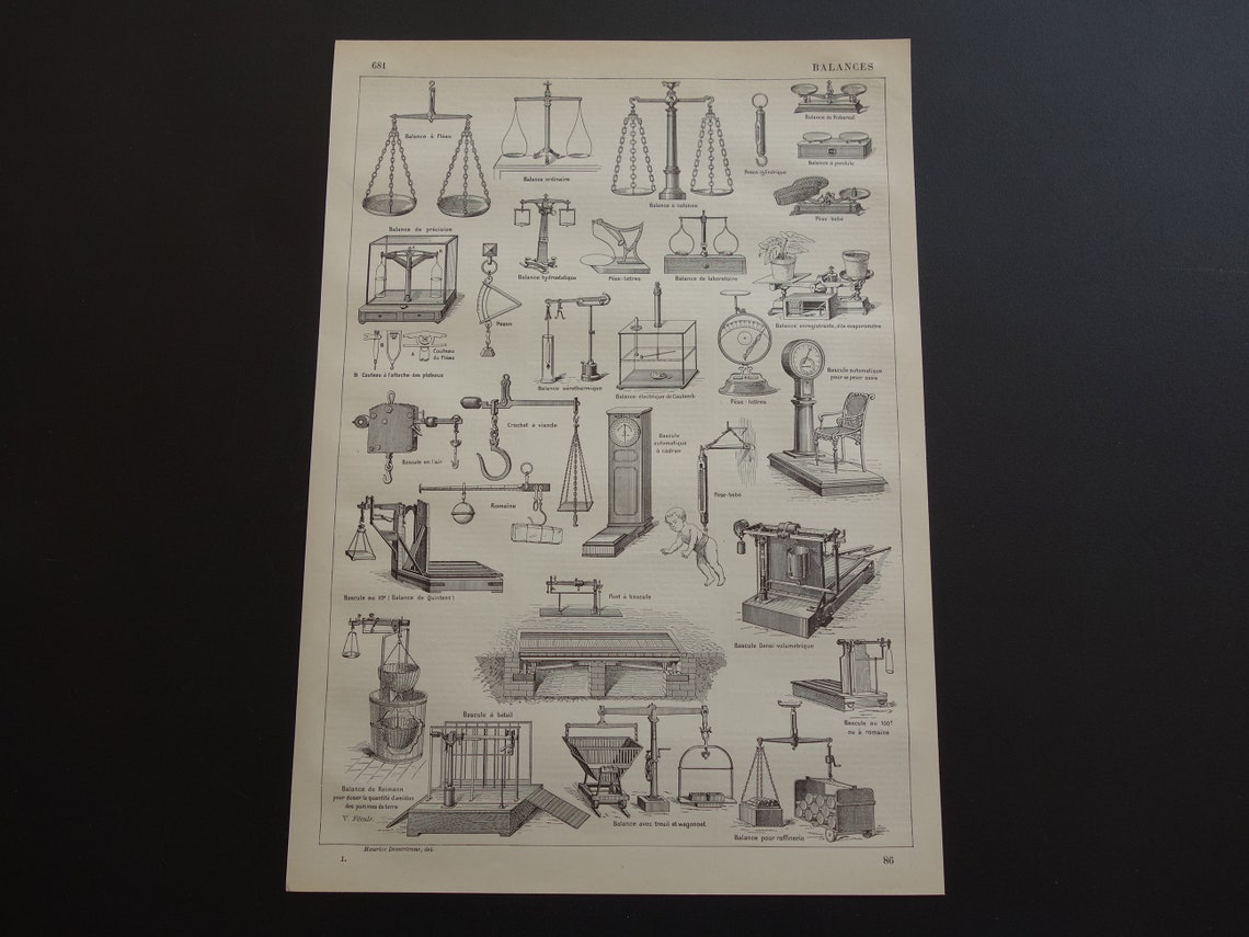 WEIGHING SCALE Print 1902 Original French Antique Pictures of - Etsy